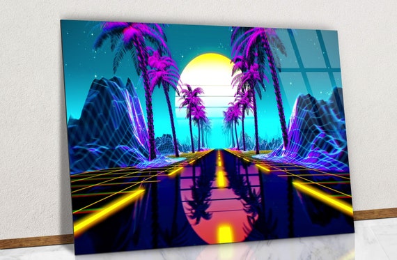 Neon Retrowave Road Glass Wall Art Neon Glossy 80s Retro - Etsy