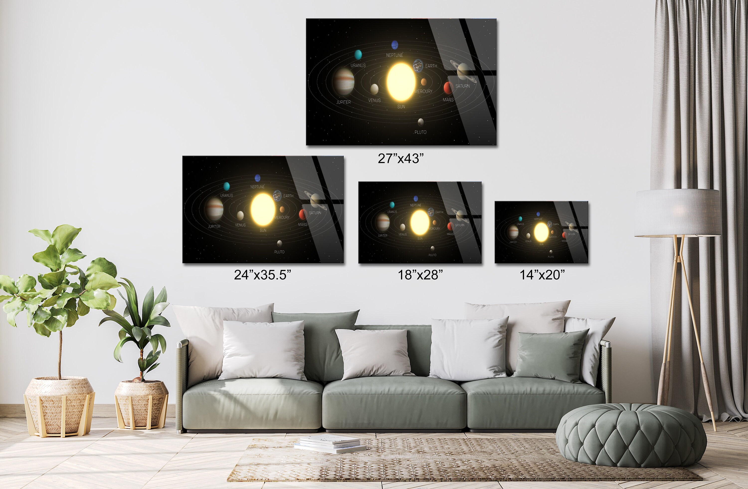 Solar System Model Glass Wall Art, Diagram of Motion in Space and ...