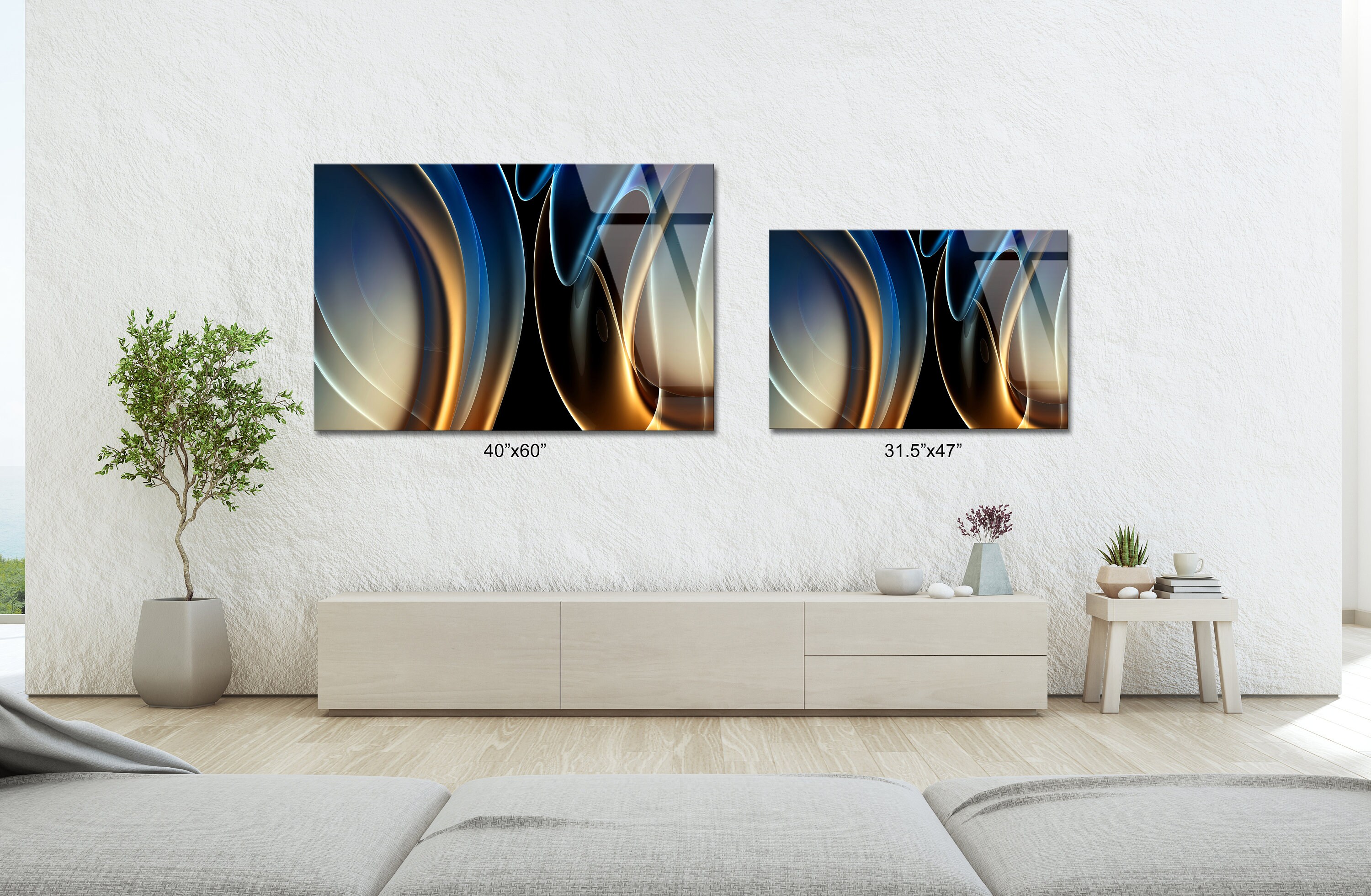 Abstract Art With Part of Surreal Curve Wavy Glass Wall Art, Organic ...