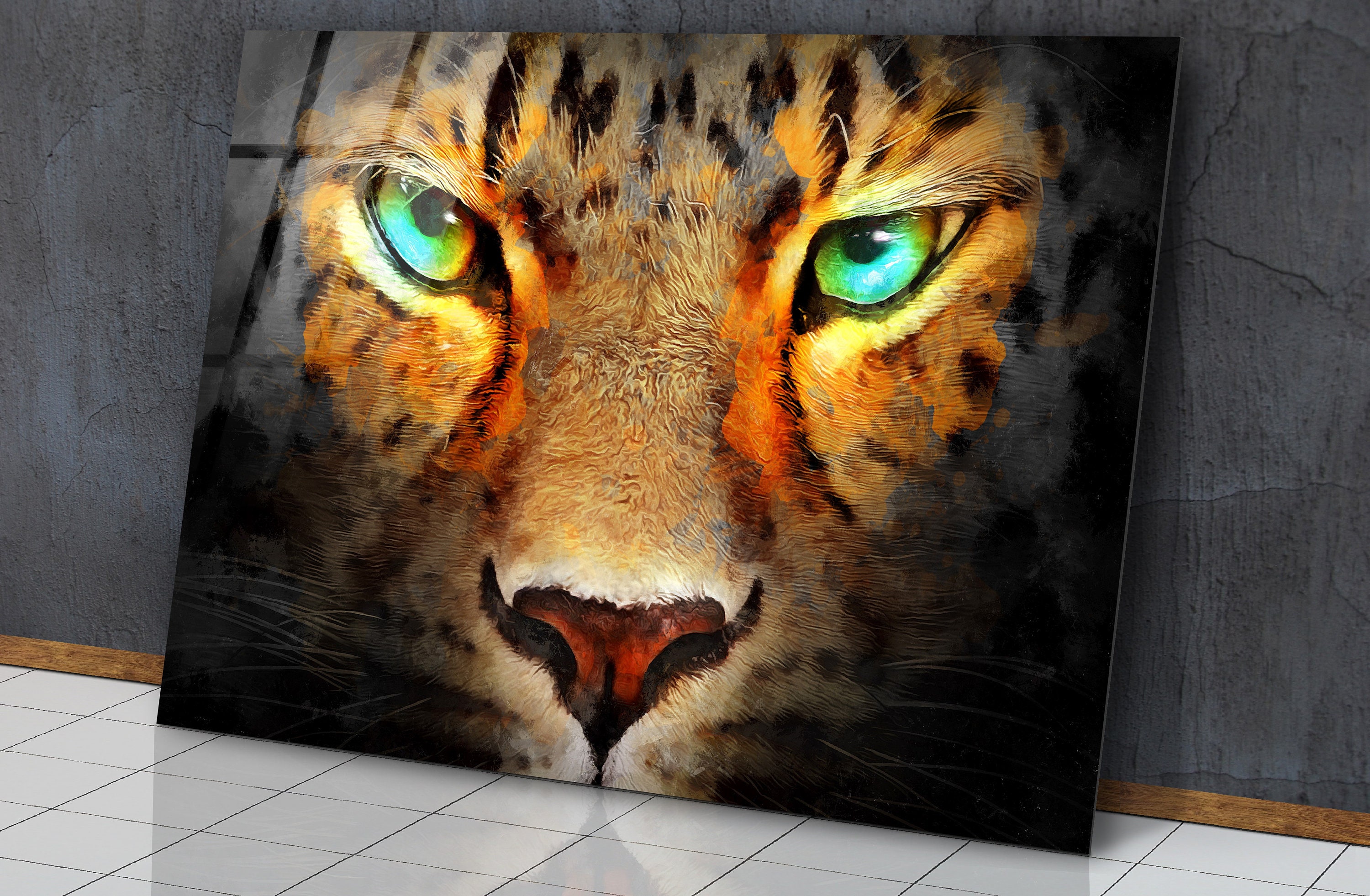 Leopard Eyes Glass Wall Art, Big Cats Leopard Tempered Glass, African ...