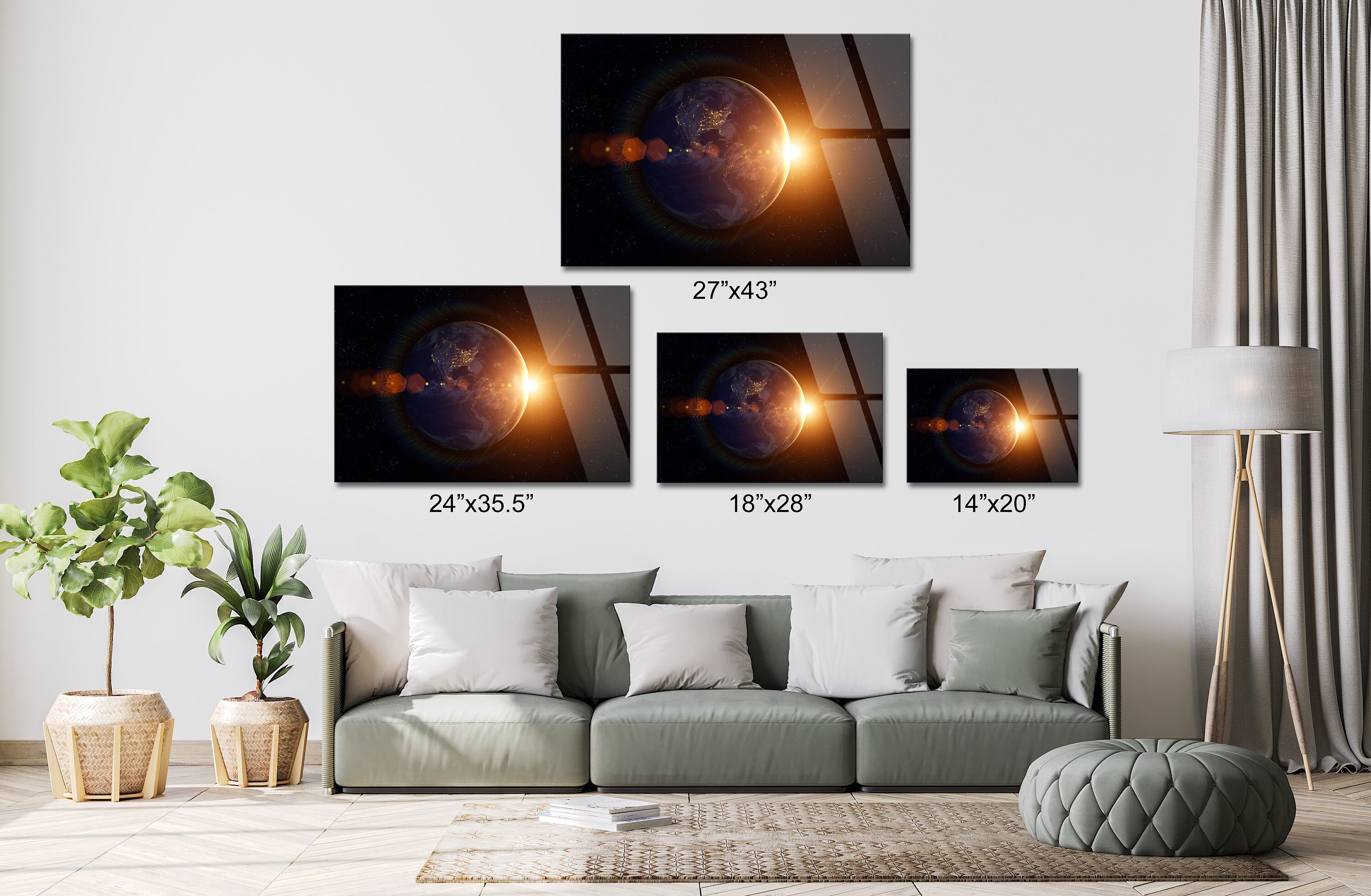 Earth & Sun Glass Wall Art, Space Decor, Tempered Glass Print - Etsy