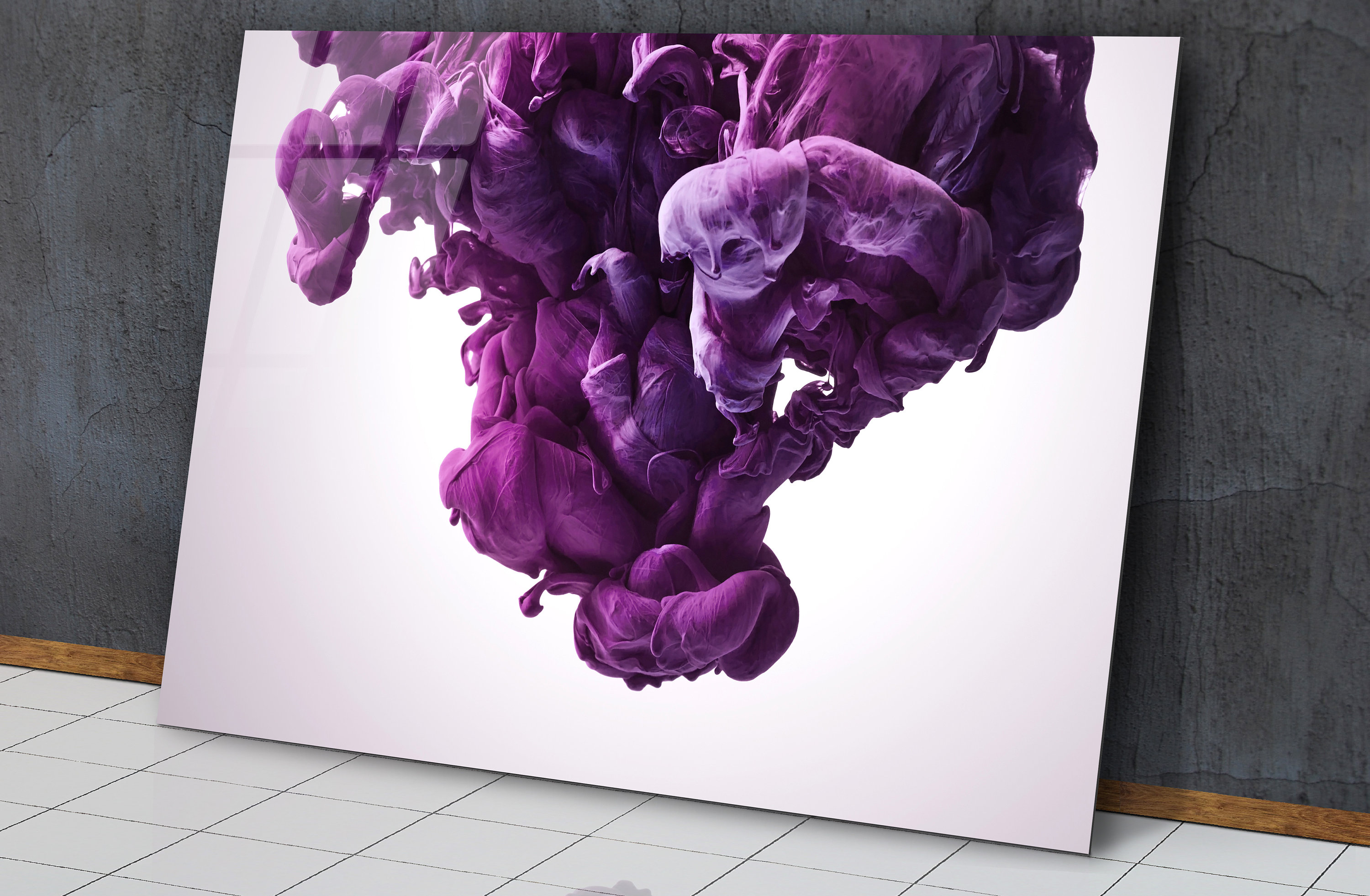 Purple Smoke Glass Wall Art, Purple Smoke Glass Print, Shiny Purple ...