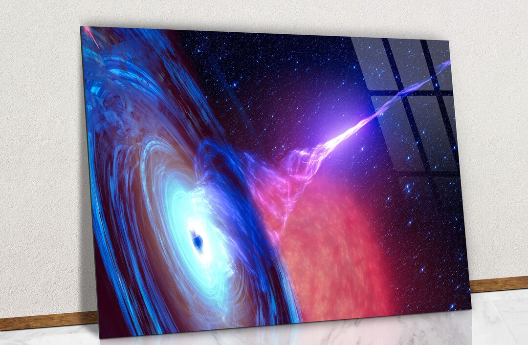 Colorful Stars and Black Hole Glass Wall Art, Nebula Over Colorful ...