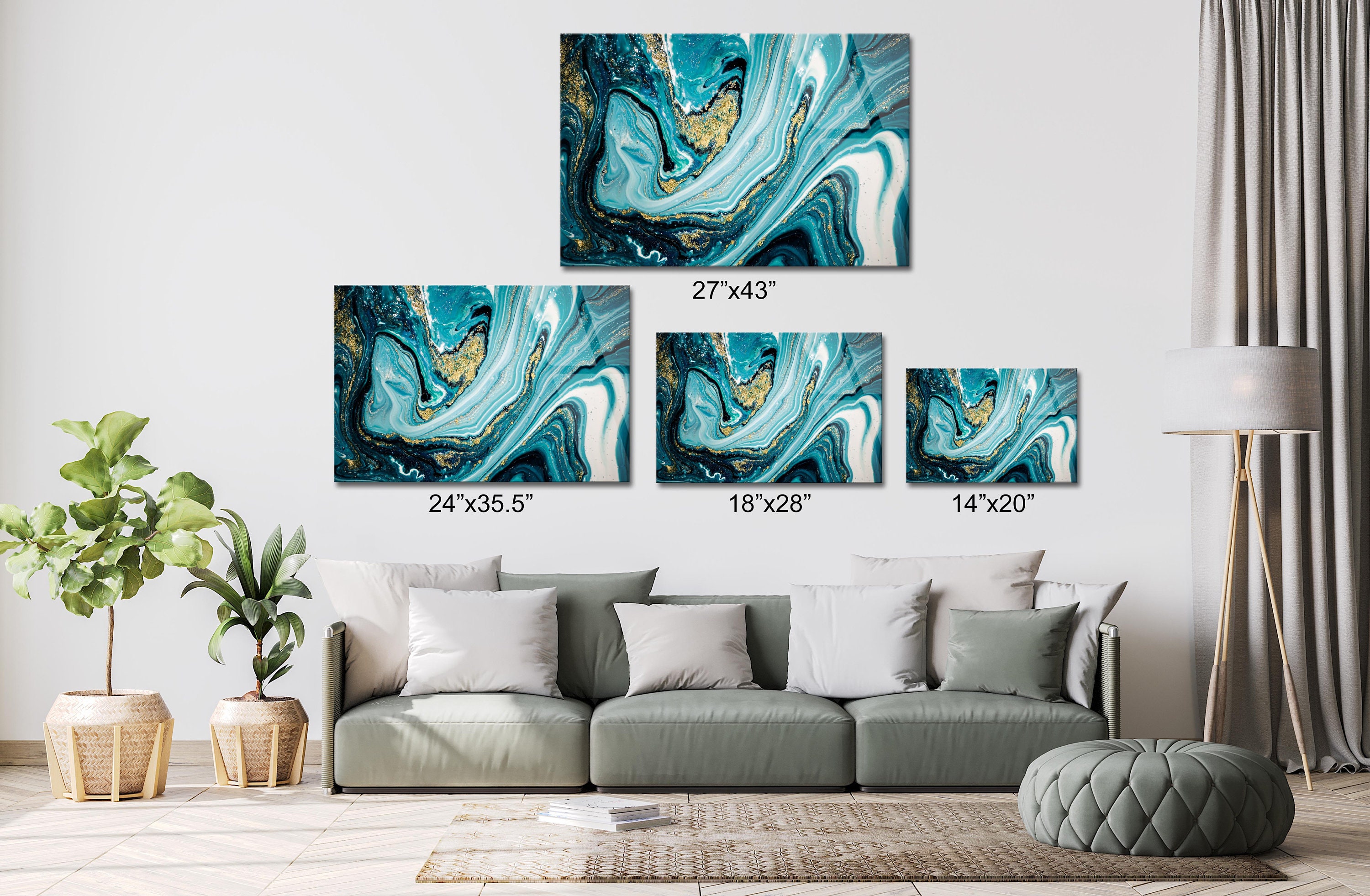 Tempered Glass Wall Art Ocean Colors Glass Print Shiny Ocean - Etsy