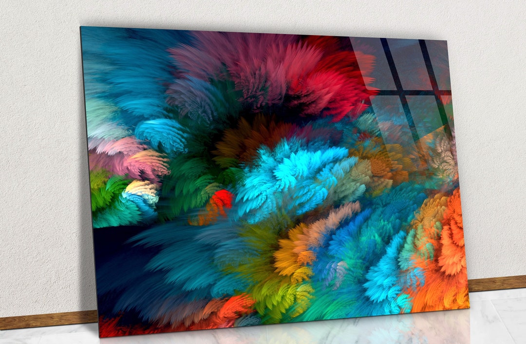 Colorful Abstract Glass Wall Art, Colorful Glass Print, Colorful ...