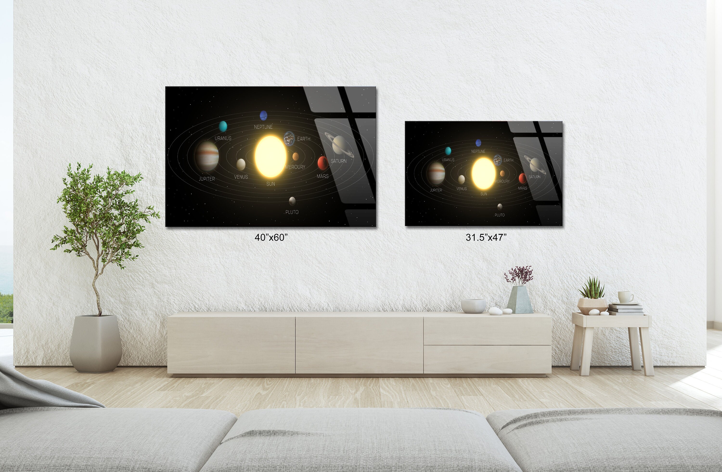Solar System Model Glass Wall Art, Diagram of Motion in Space and ...