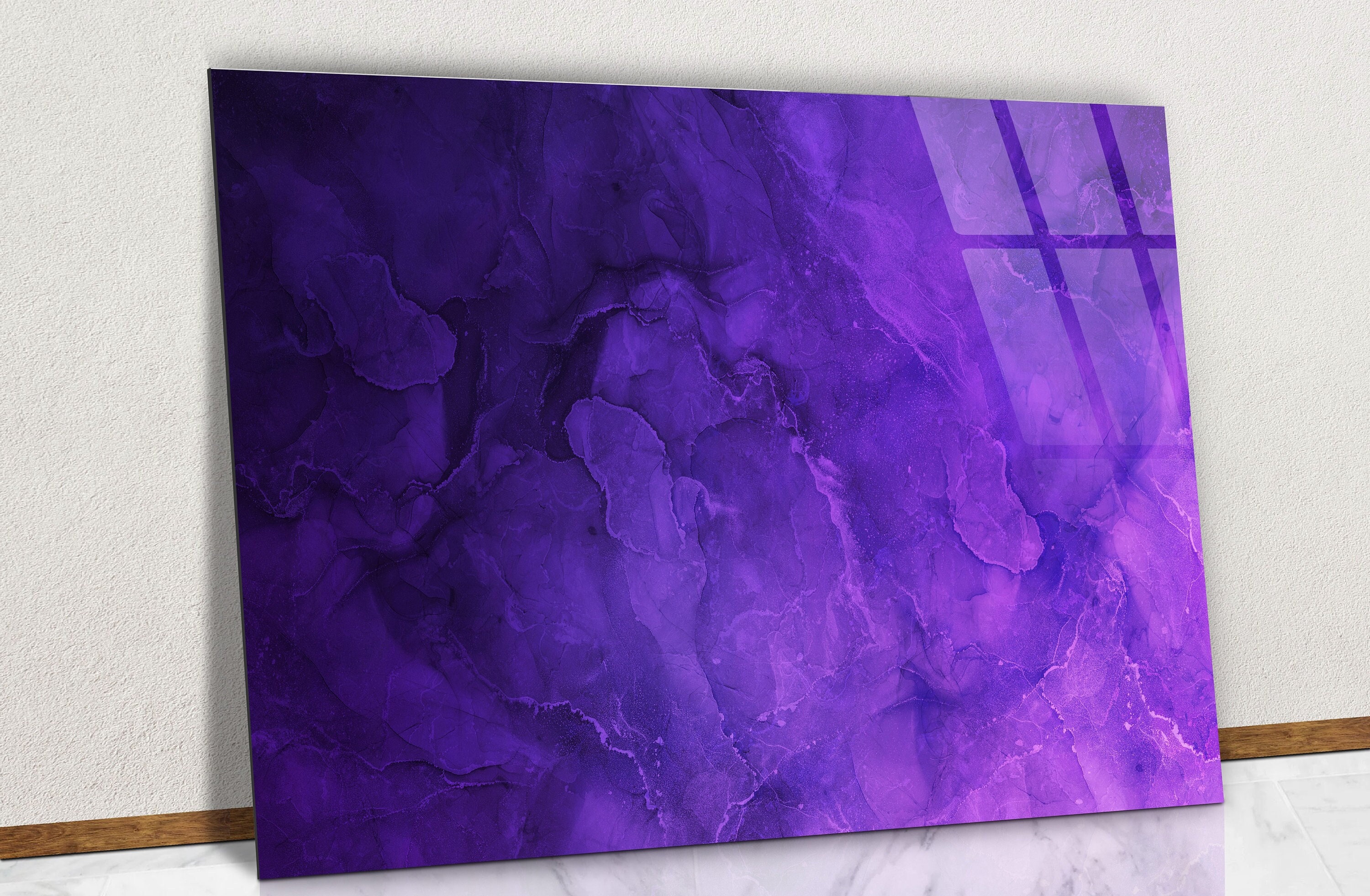 Abstract Luxury Royal Purple Glass Wall Art, Dark to Light Purple Color ...