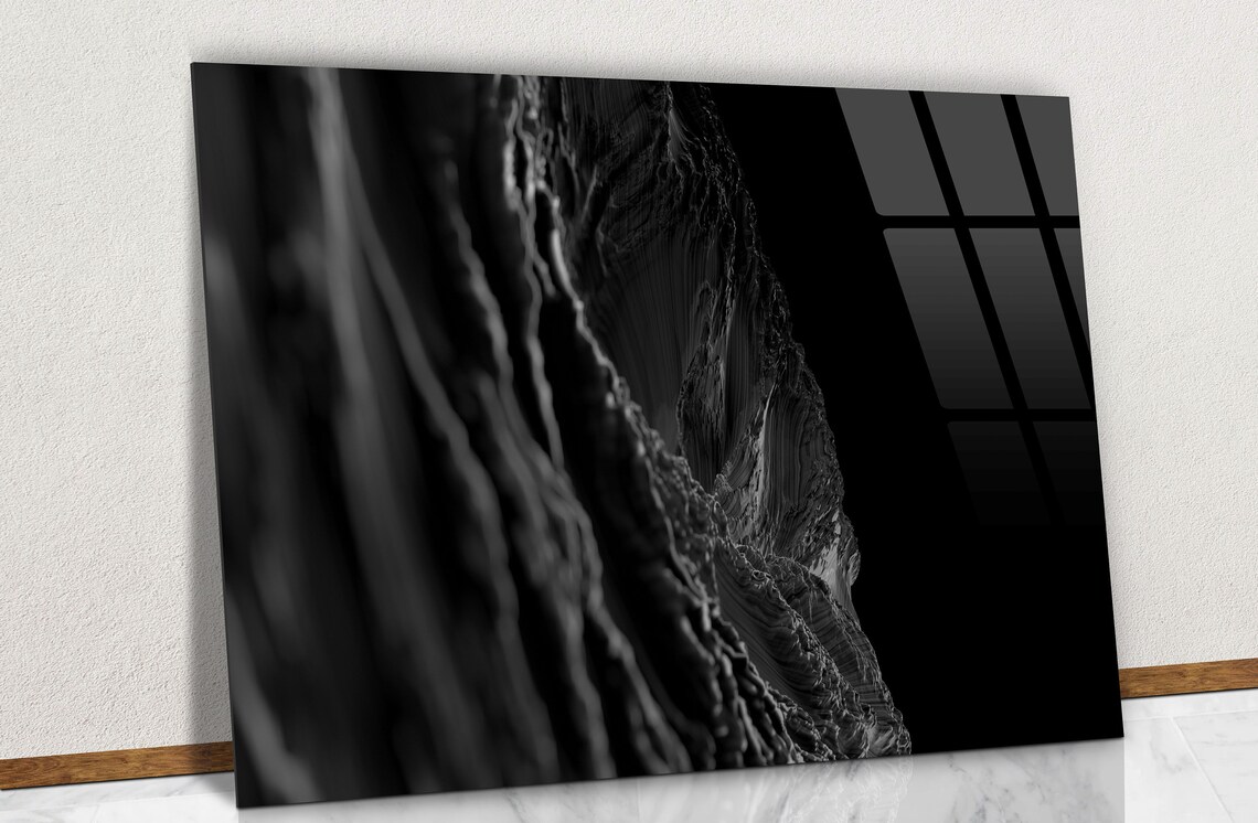 Black and White Abstract Work Glass Wall Art, Background Shape Work ...