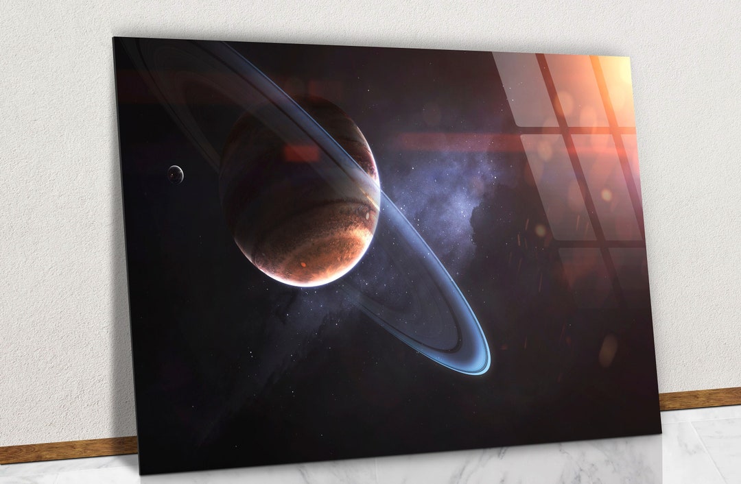 Saturn in Motion Glass Wall Art, Saturn Landscape Tempered Glass Saturn ...