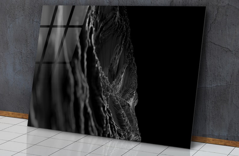 Black and White Abstract Work Glass Wall Art, Background Shape Work ...