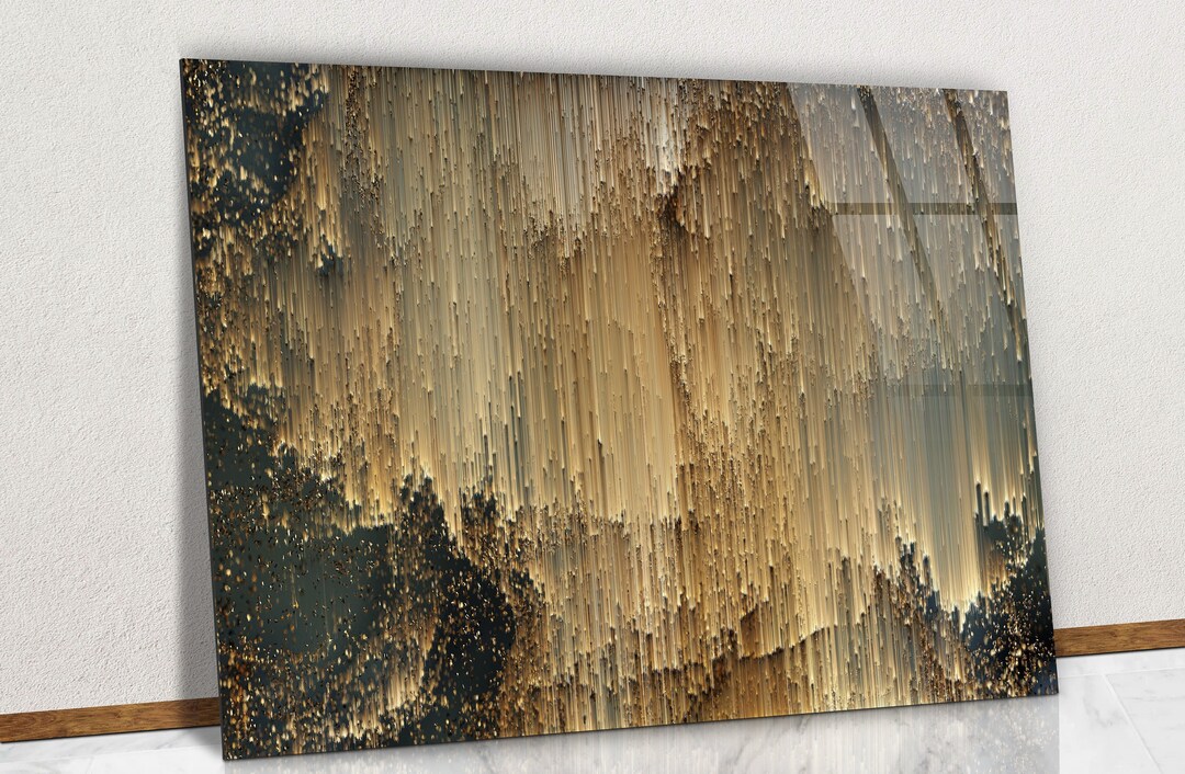 Gold Luxury Texture Design Glass Wall Art, Abstract With Gold Color ...