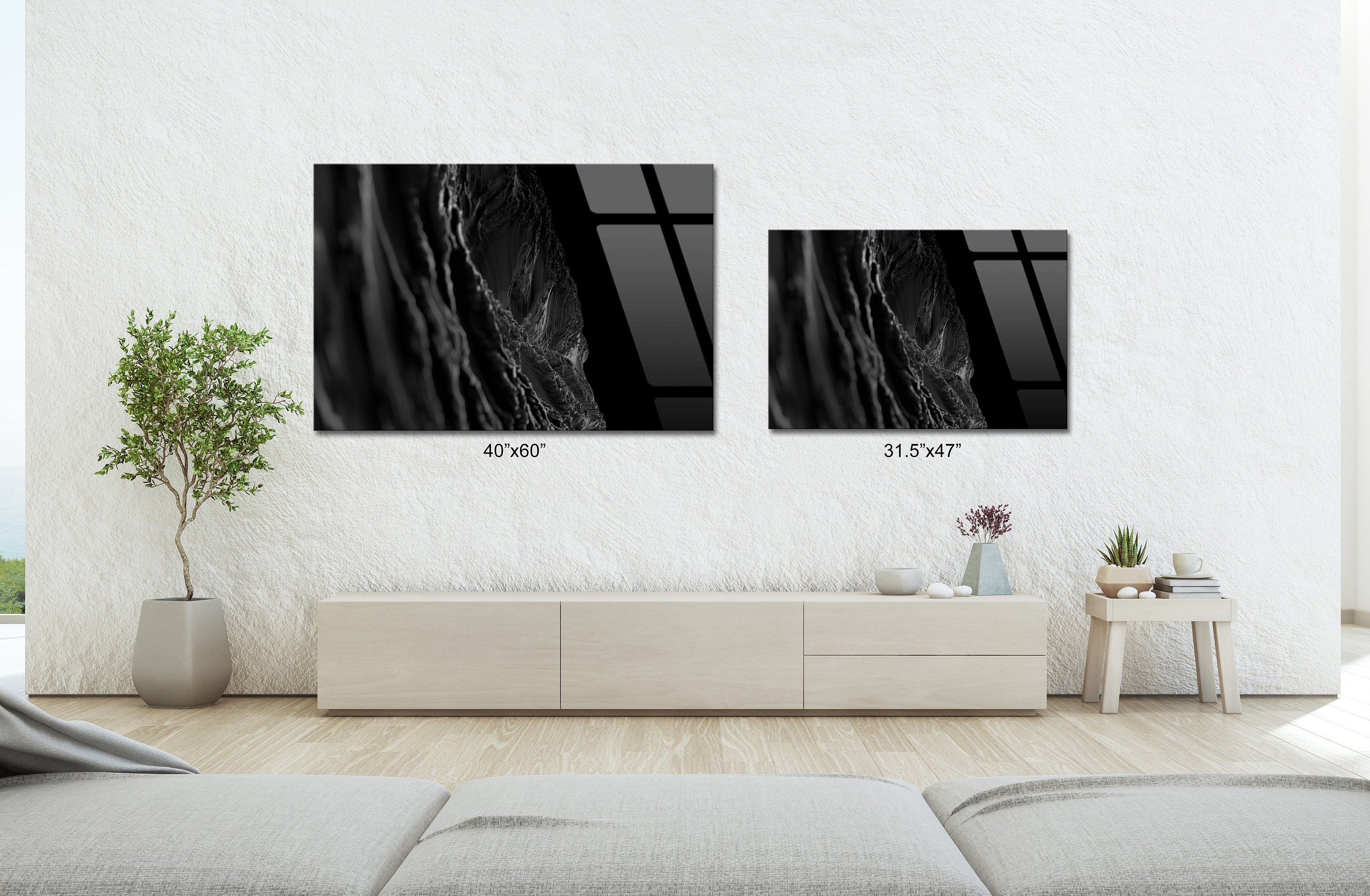 Black and White Abstract Work Glass Wall Art, Background Shape Work ...