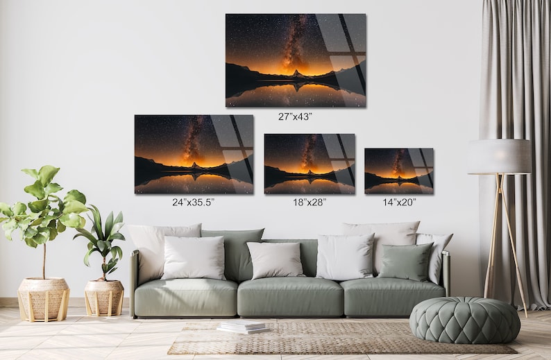 Stellisee Matterhorn Glass Wall Art, Milky Way at Lake Stellisee ...