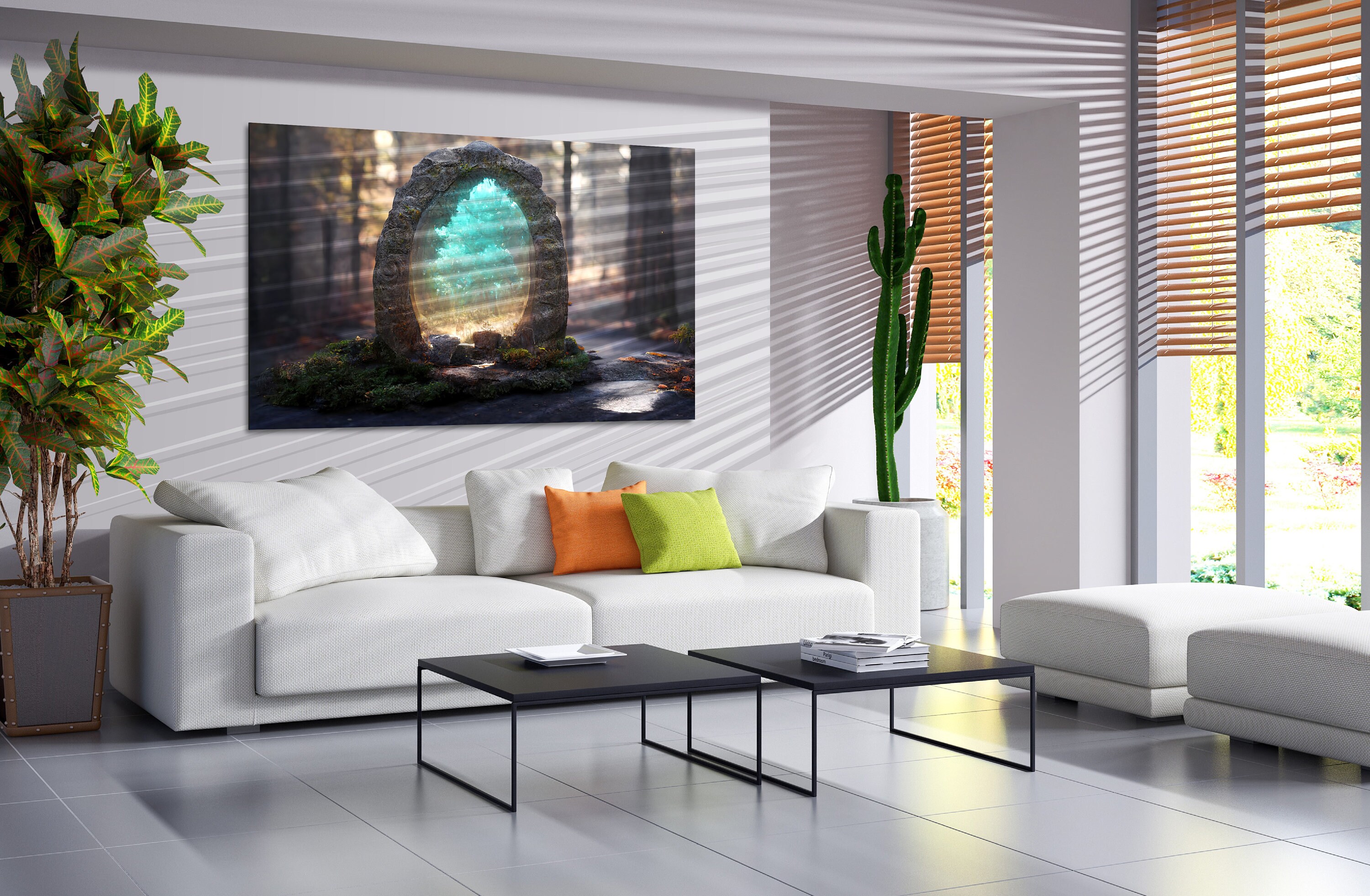 Dark Forest and Magic Mirror Glass Wall Art, 3D Illustration Tempered ...