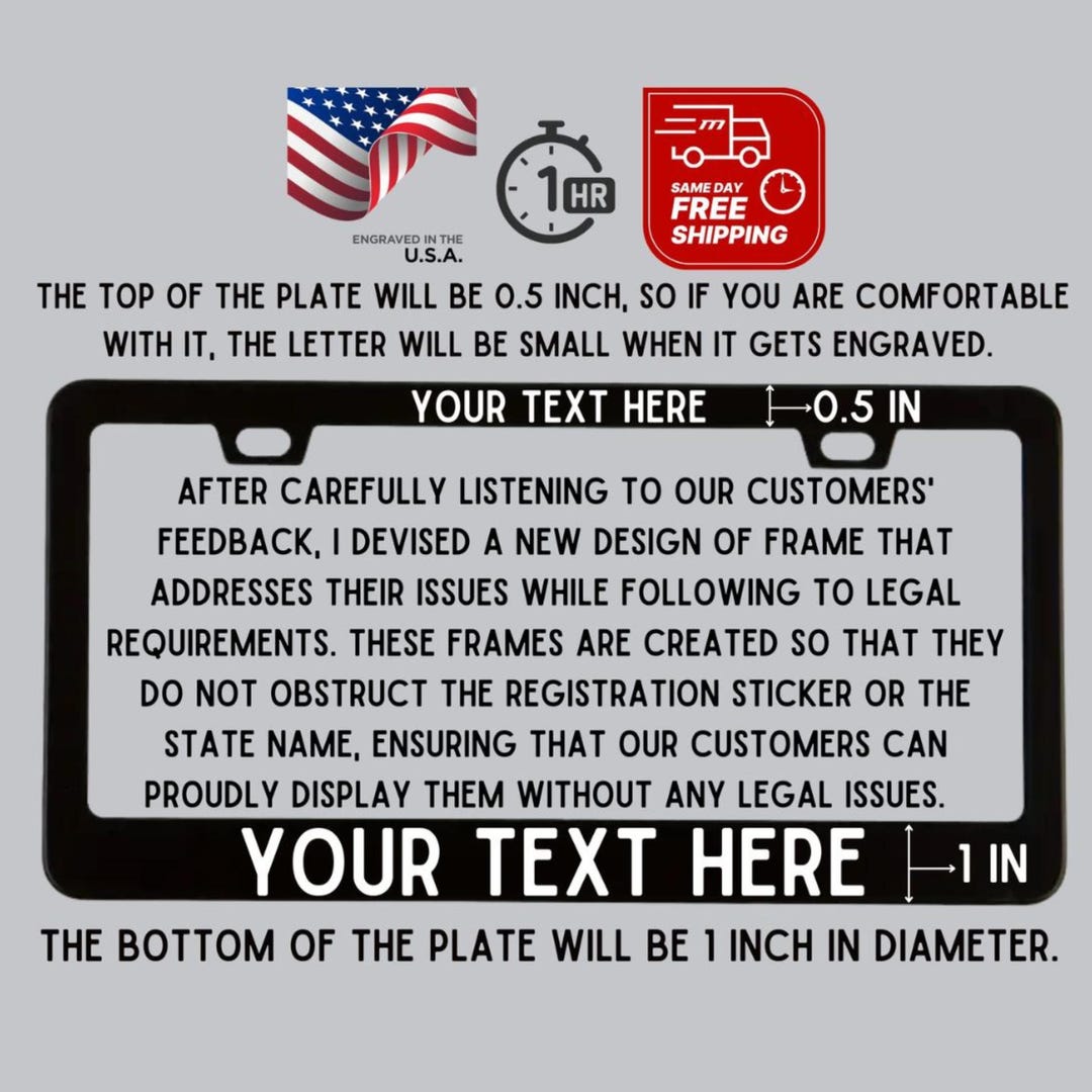 Custom Engraved License Plate Frame – Personalized Car Accessory - Etsy