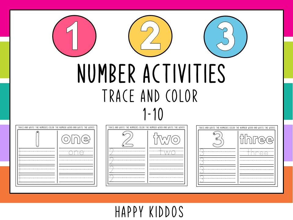 Trace and Color Numbers 1–10 | Preschool Number Tracing Worksheets ...