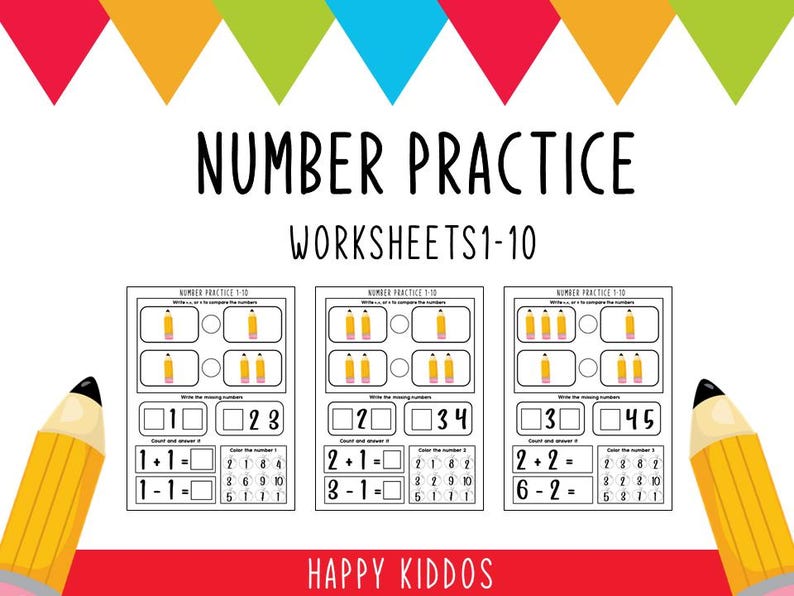 Number Practice Worksheets 1–10 | Preschool and Kindergarten Math ...