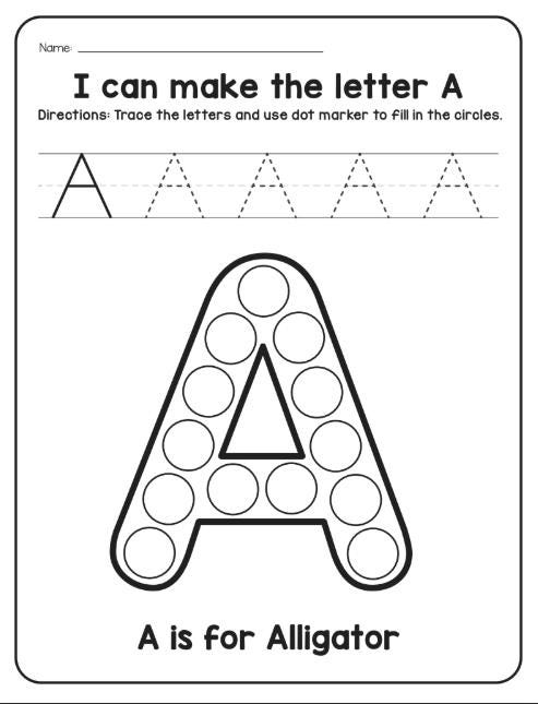 Alphabet Dot Marker Worksheets | ABC Learning Printable for ...