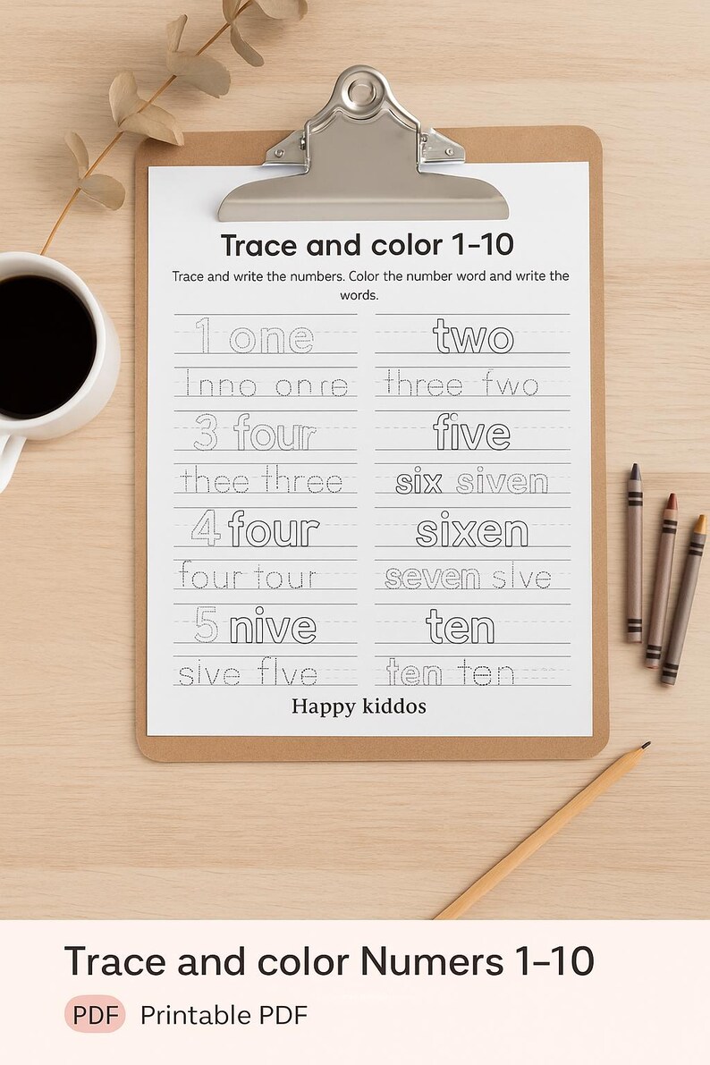 Trace and Color Numbers 1–10 | Preschool Number Tracing Worksheets ...