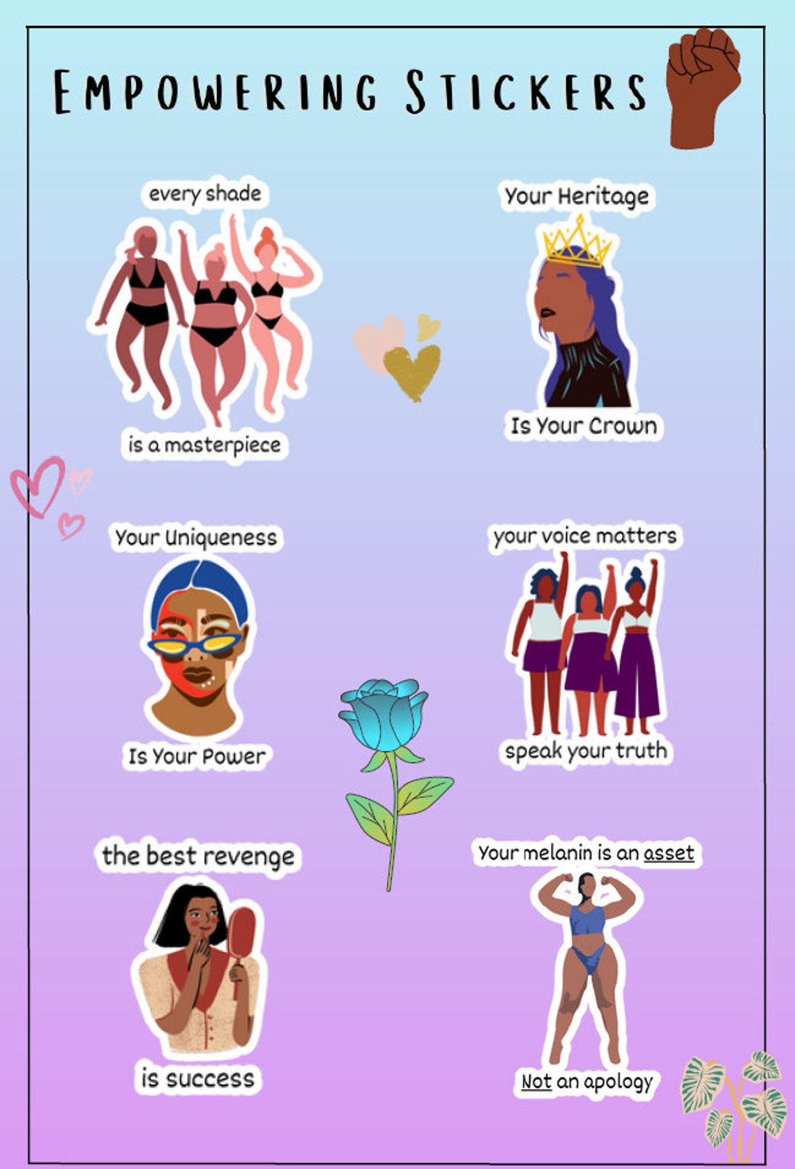 Black Power Sticker Bundle - Etsy