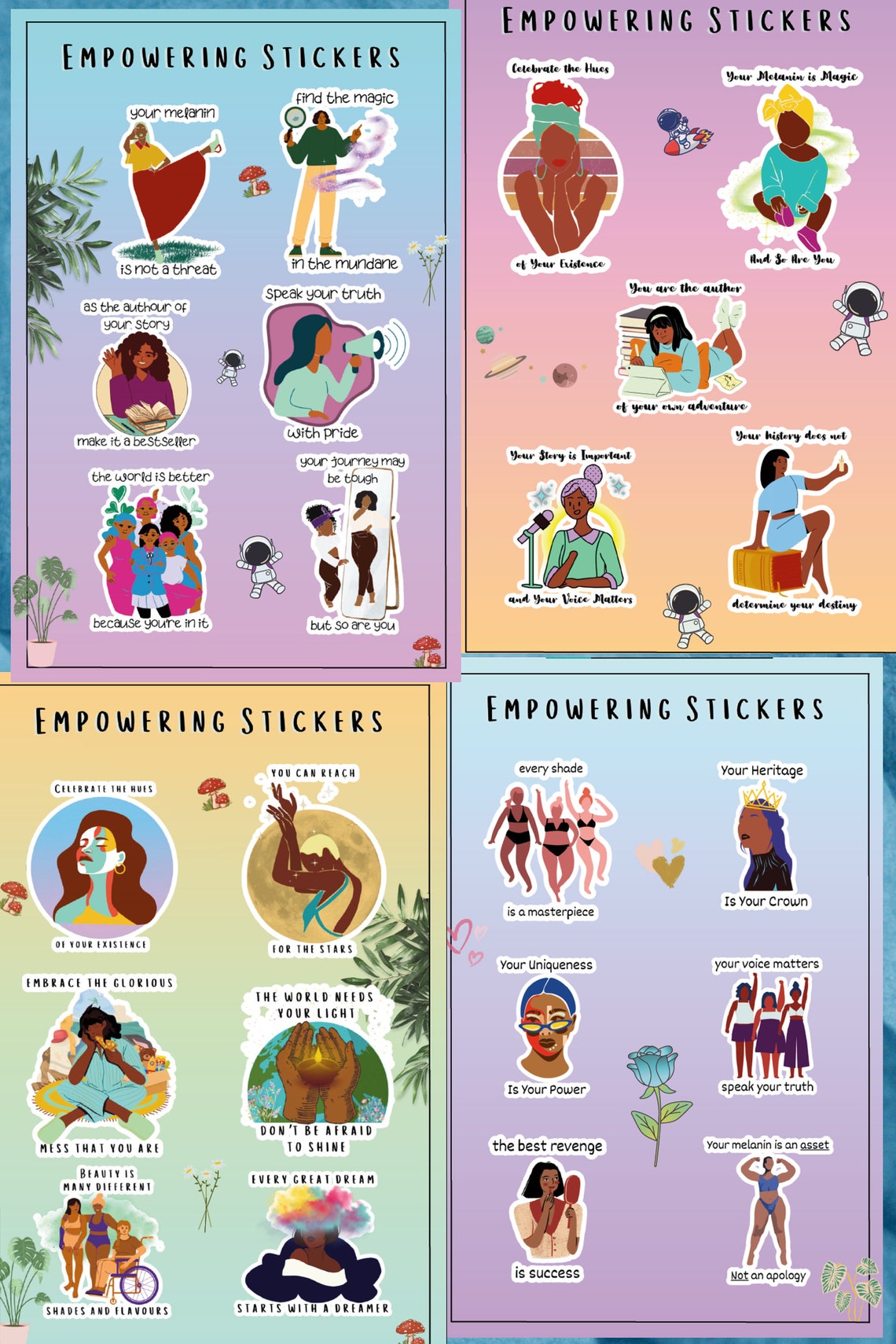 Black Power Sticker Bundle - Etsy