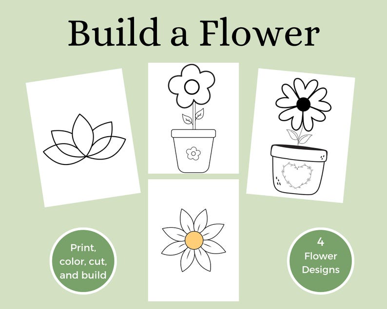 Paper Flowers Printable Craft for Kids and Seniors Dementia Summer ...