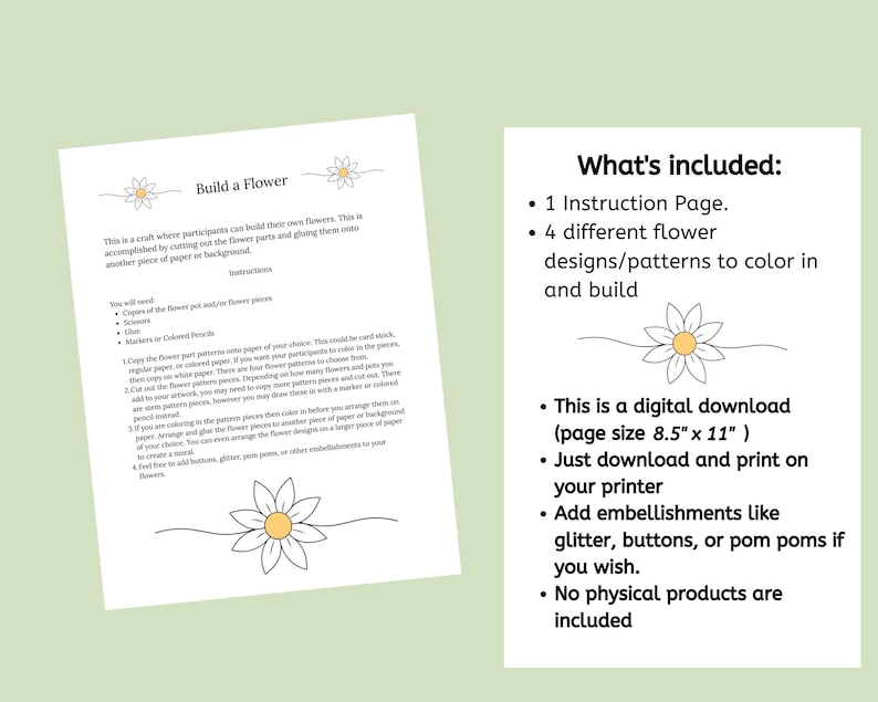 Paper Flowers Printable Craft for Kids and Seniors Dementia Summer ...