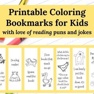 Printable Bookmark Coloring for Kids Reading Puns and Jokes, Teacher ...