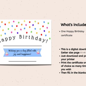 Happy Birthday Certificate for Birthday Celebrations, Birthday Card ...