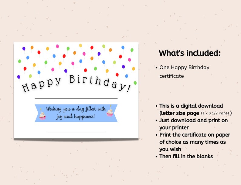 Happy Birthday Certificate for Birthday Celebrations, Birthday Card ...