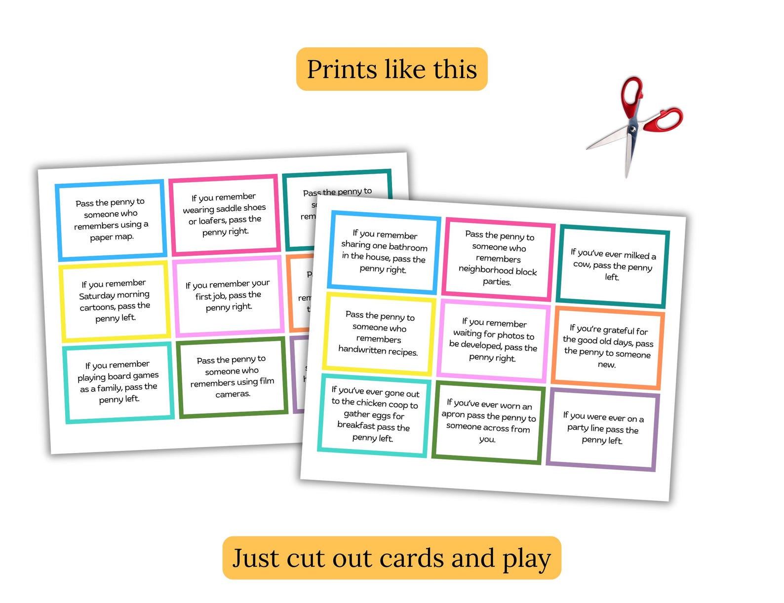 Senior Penny Pass Activity Printable, Dementia Activities, Elderly ...