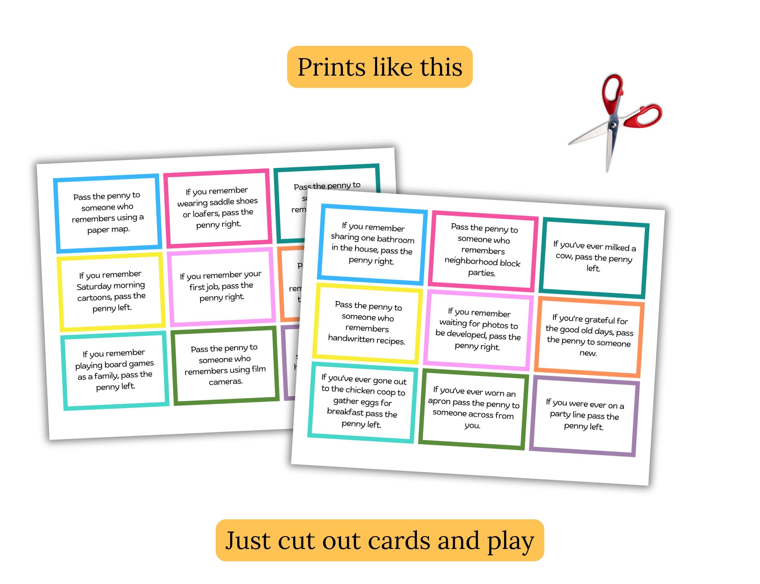Senior Penny Pass Activity Printable, Dementia Activities, Elderly ...