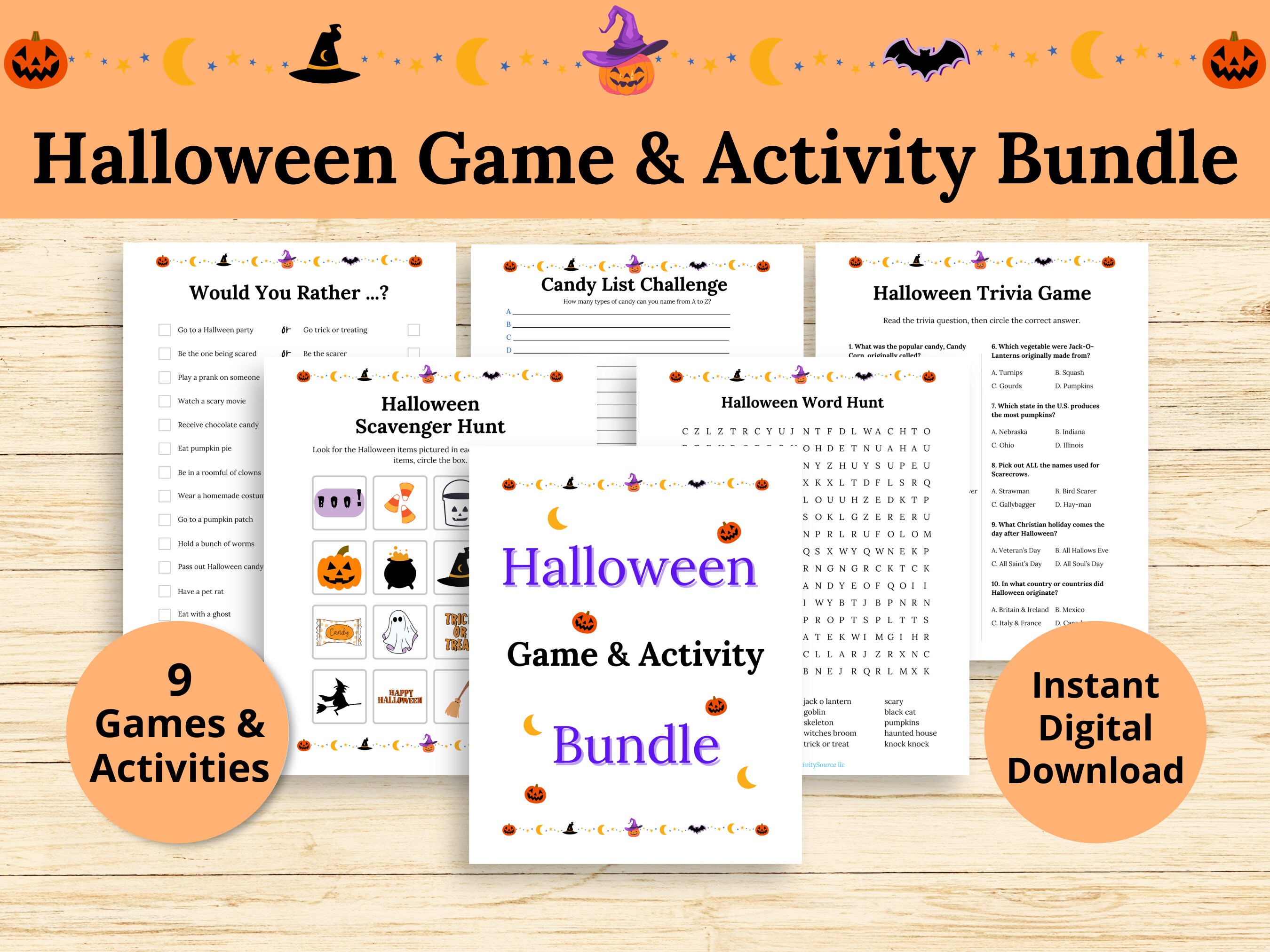 Halloween Game and Activity Bundle Games and Activities for - Etsy