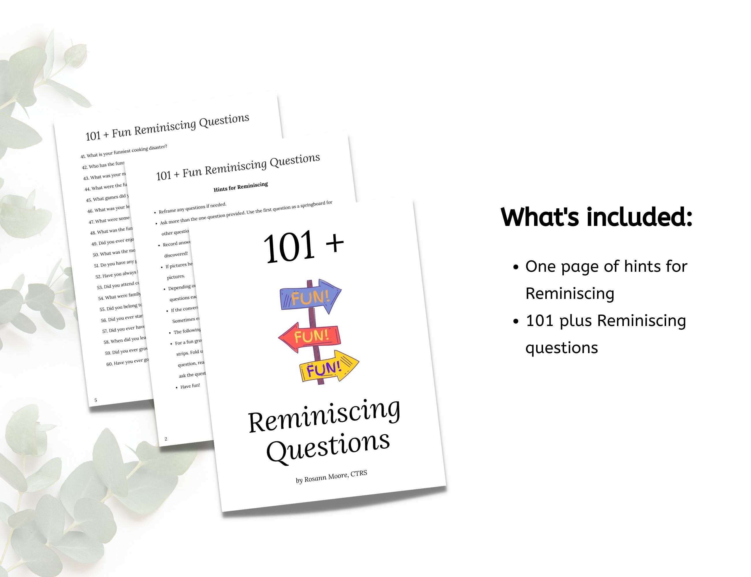 101 Fun Reminiscing Questions for Seniors Senior Groups - Etsy