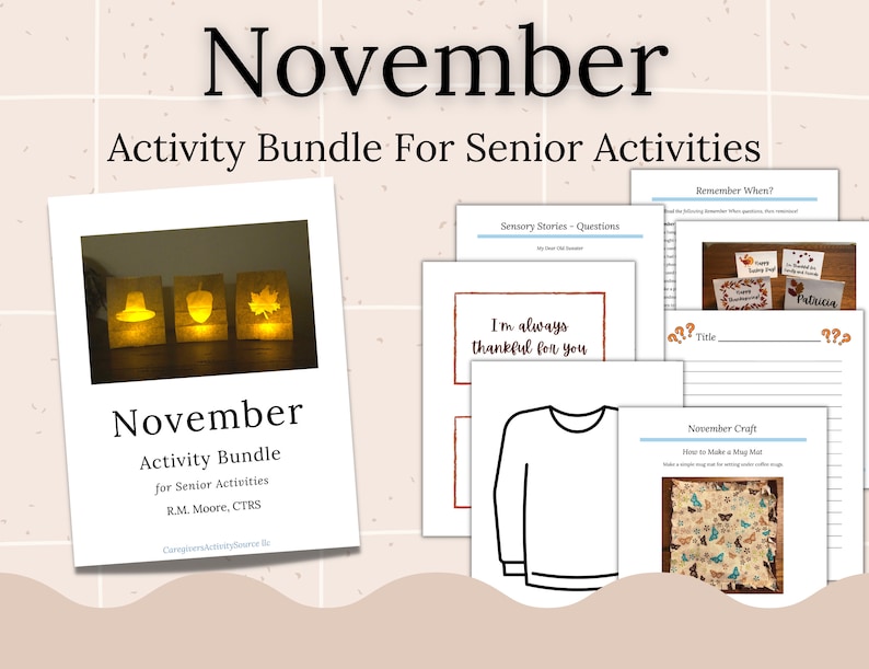 November Activity Bundle for Senior Activities, Reminiscing, Sensory ...