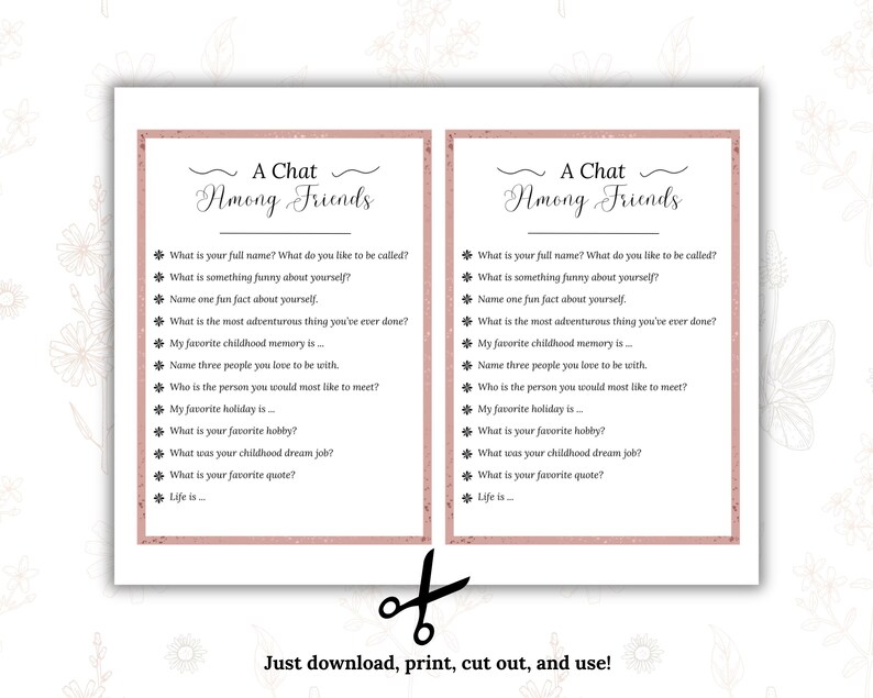 Conversation Cards Printable Conversation Starters, Icebreaker Game ...