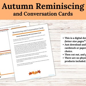 Autumn Reminiscing and Conversation Cards Printable - Etsy
