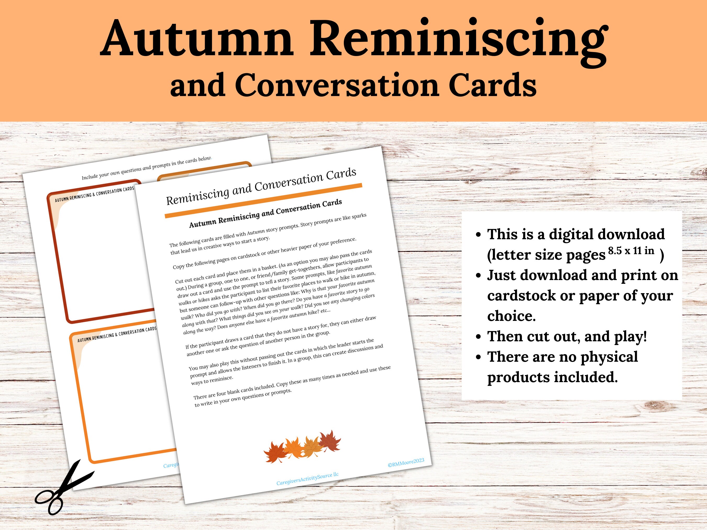 Autumn Reminiscing and Conversation Cards Printable - Etsy
