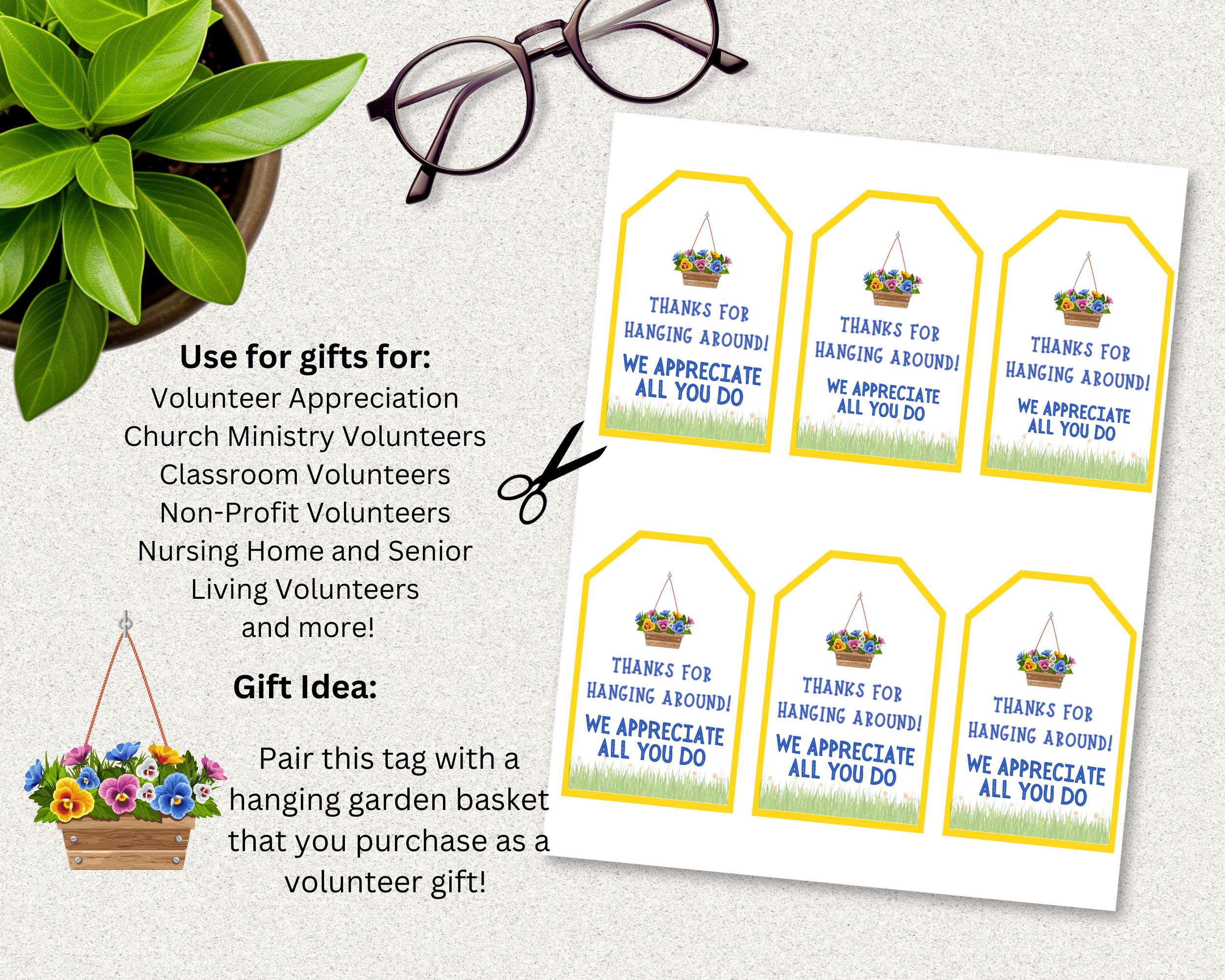 Thank You Gift Tags Printable Volunteer Appreciation Tags for Church ...