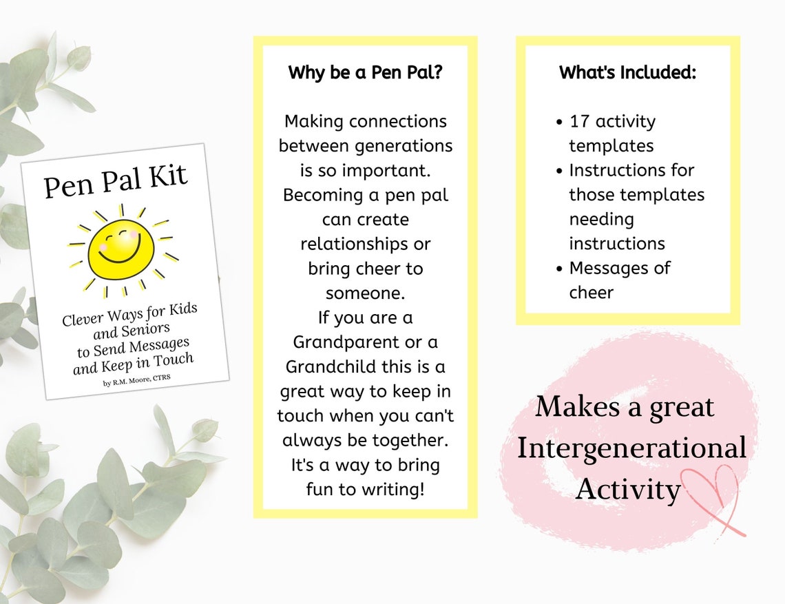 Pen Pal Kit Clever Ways for Kids and Seniors to Send Messages and Keep ...