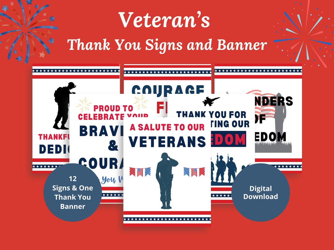 Veterans Thank You for Your Service Signs and Thank You Banner for ...