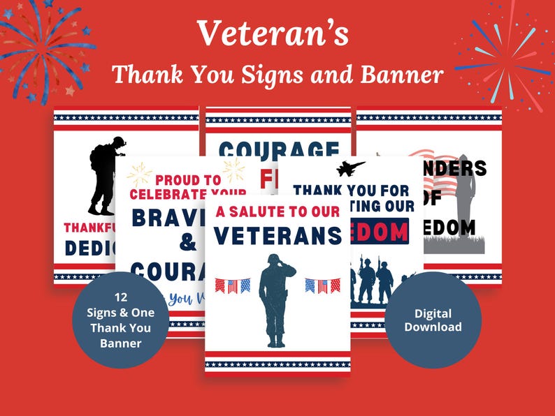 Veterans Thank You for Your Service Signs and Thank You Banner for ...
