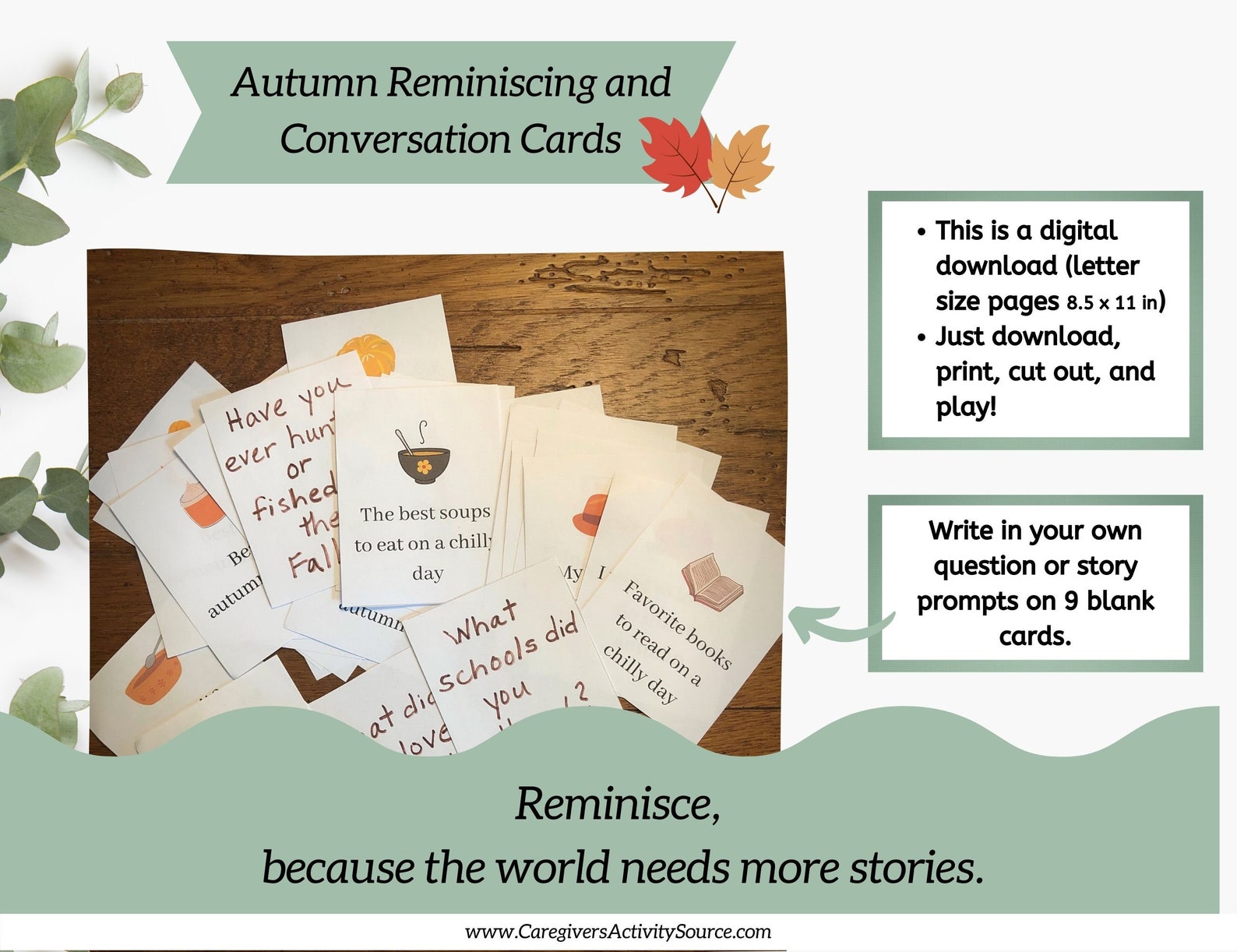 Autumn Reminiscing and Conversation Cards Printable - Etsy