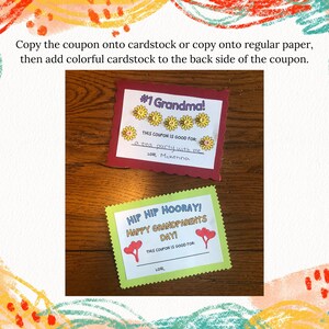 Grandparent's Day Craft, Coloring Coupons, Gift for Seniors, Gift From ...