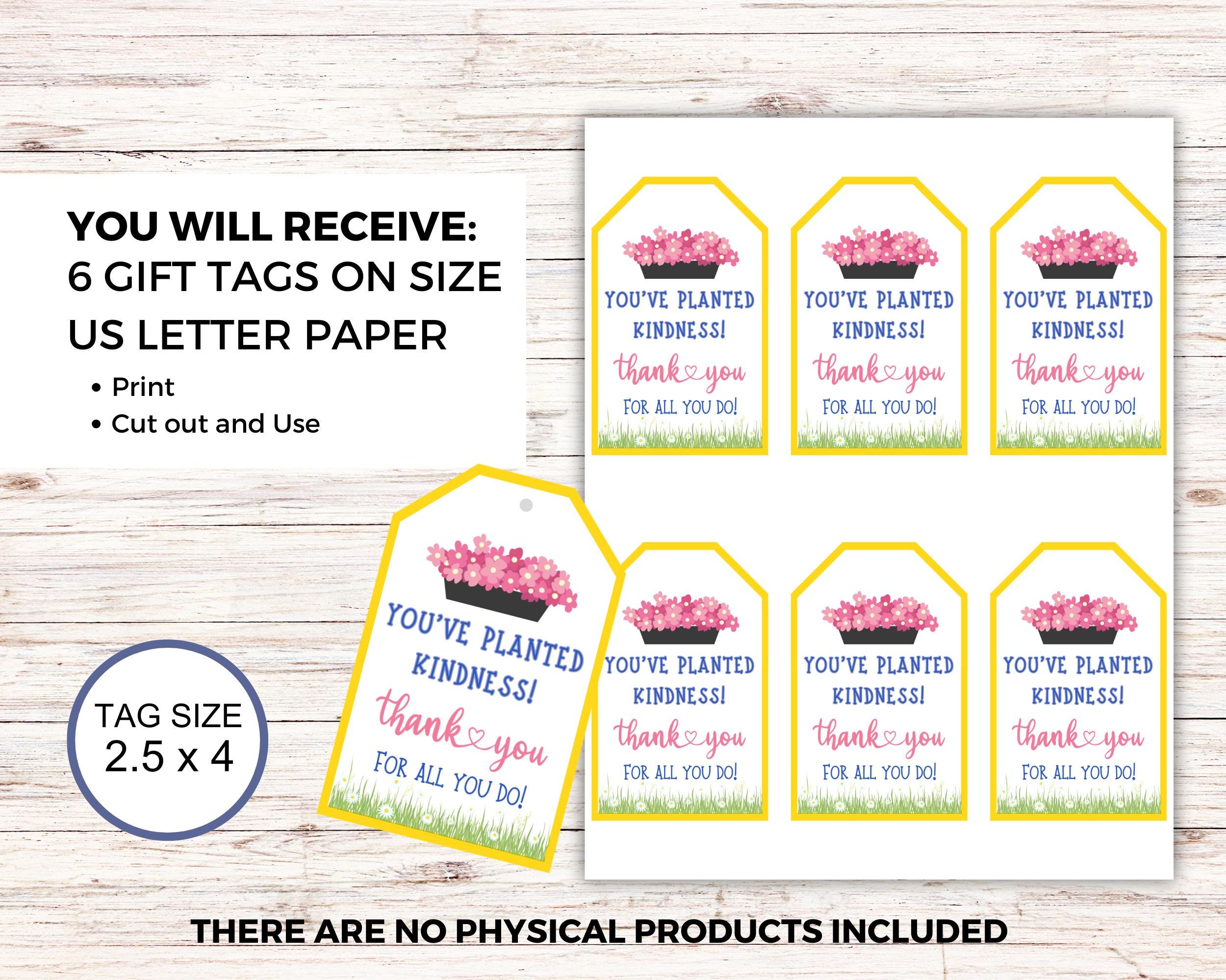 Thank You Gift Tag Printable Volunteer Appreciation, Teacher ...