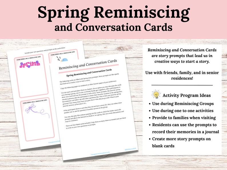 Spring Reminiscing and Conversation Cards Printable Reminiscing ...