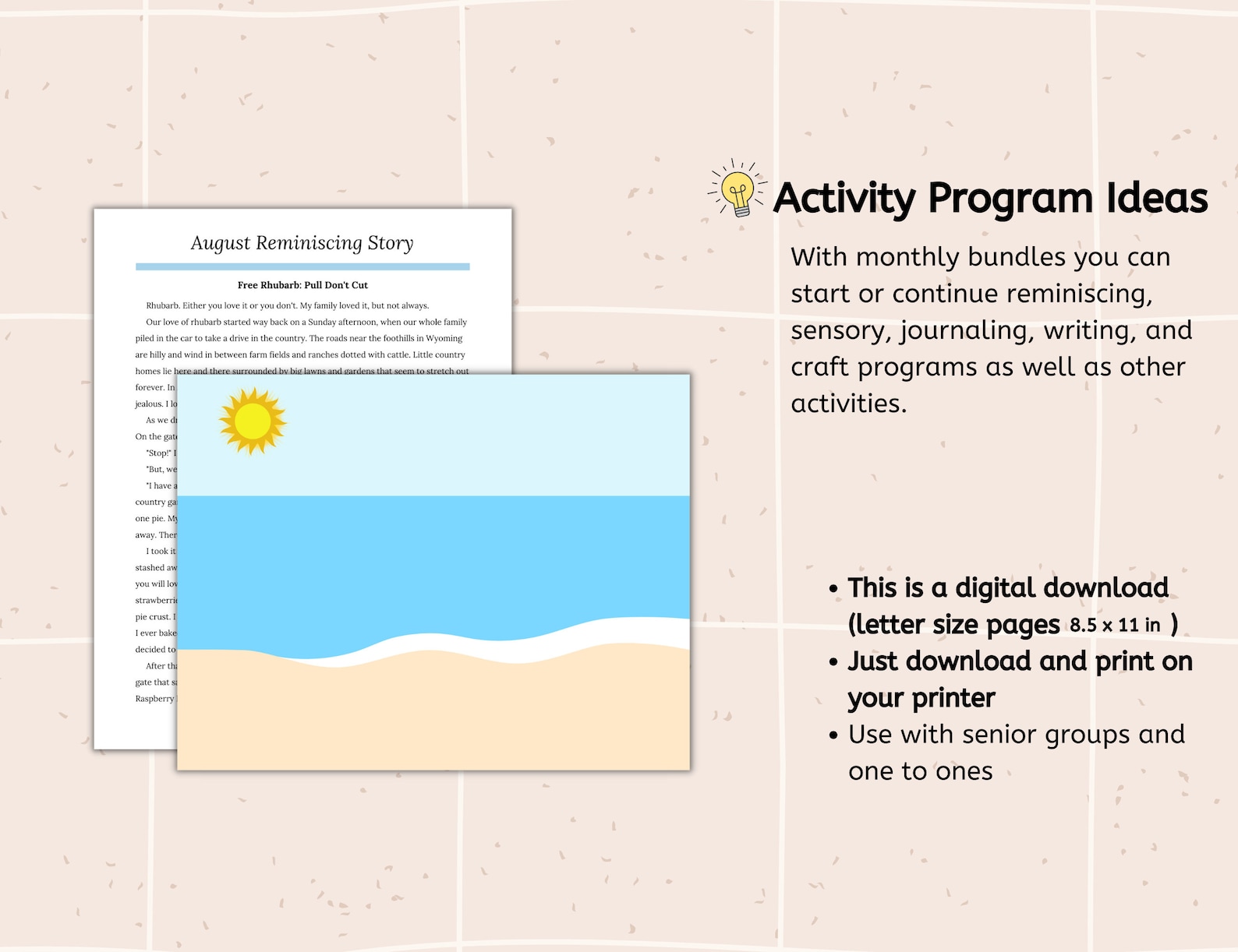 August Activity Bundle for Senior Activities, Reminiscing, Sensory ...