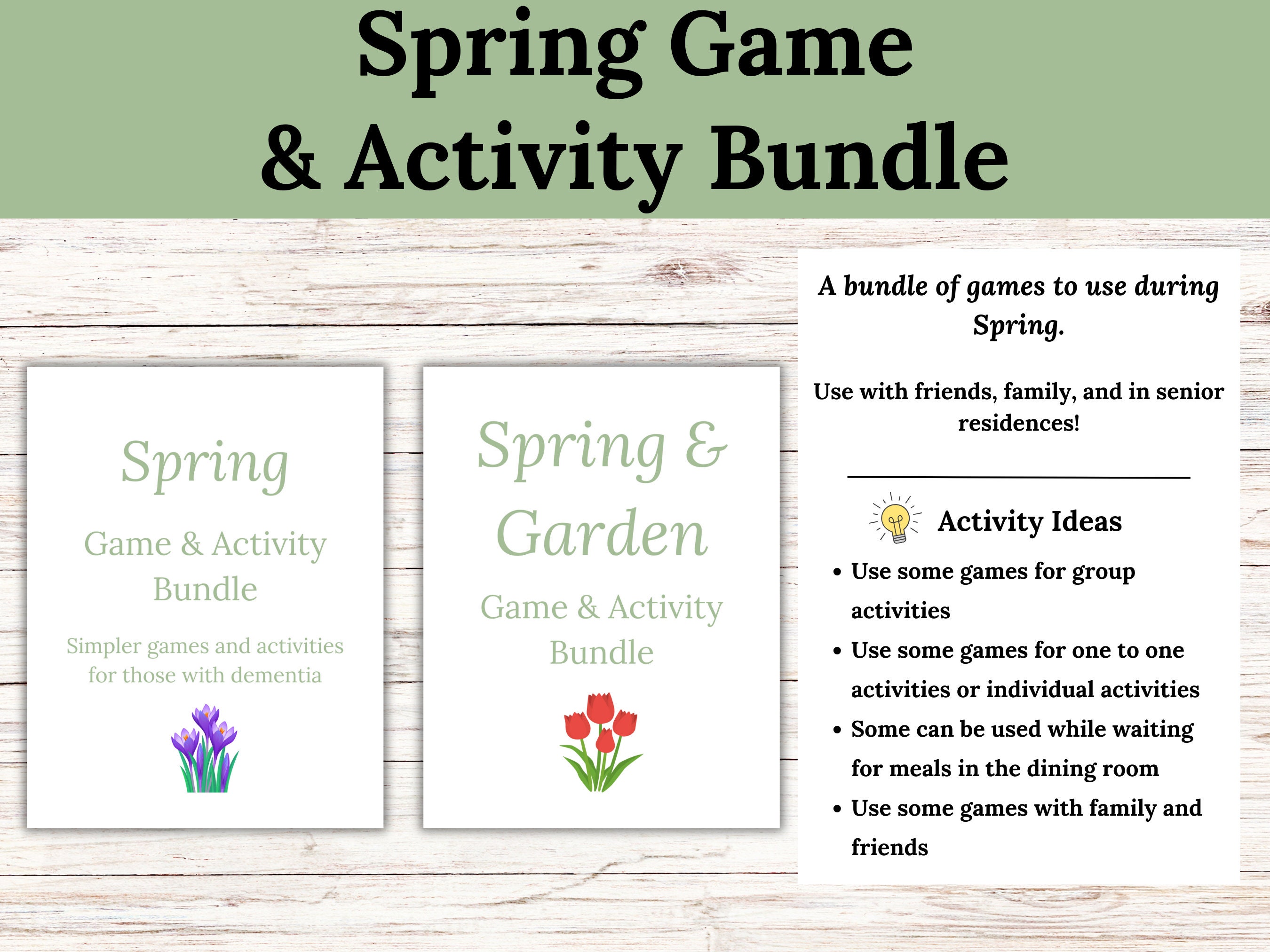Spring Game and Activity Bundles for Seniors, Higher Level Games and ...