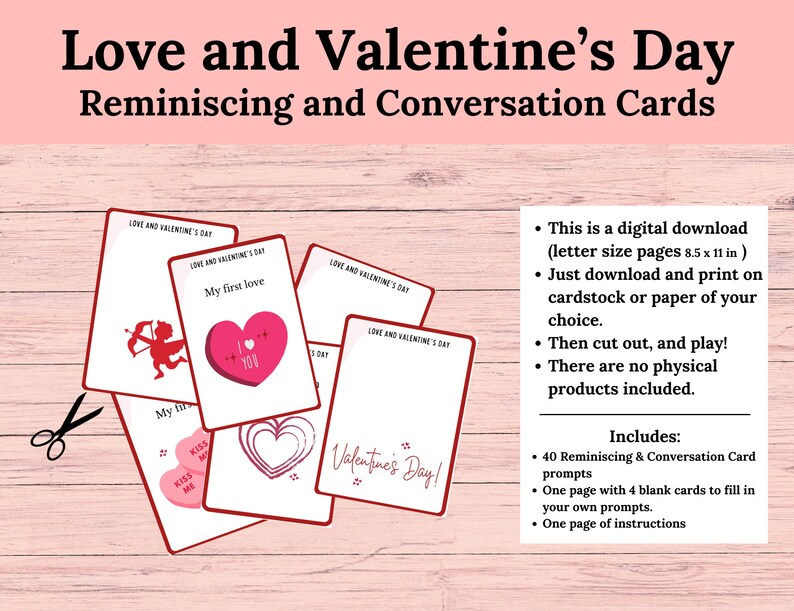 Love and Valentine's Day Reminiscing and Conversation Cards Printable ...