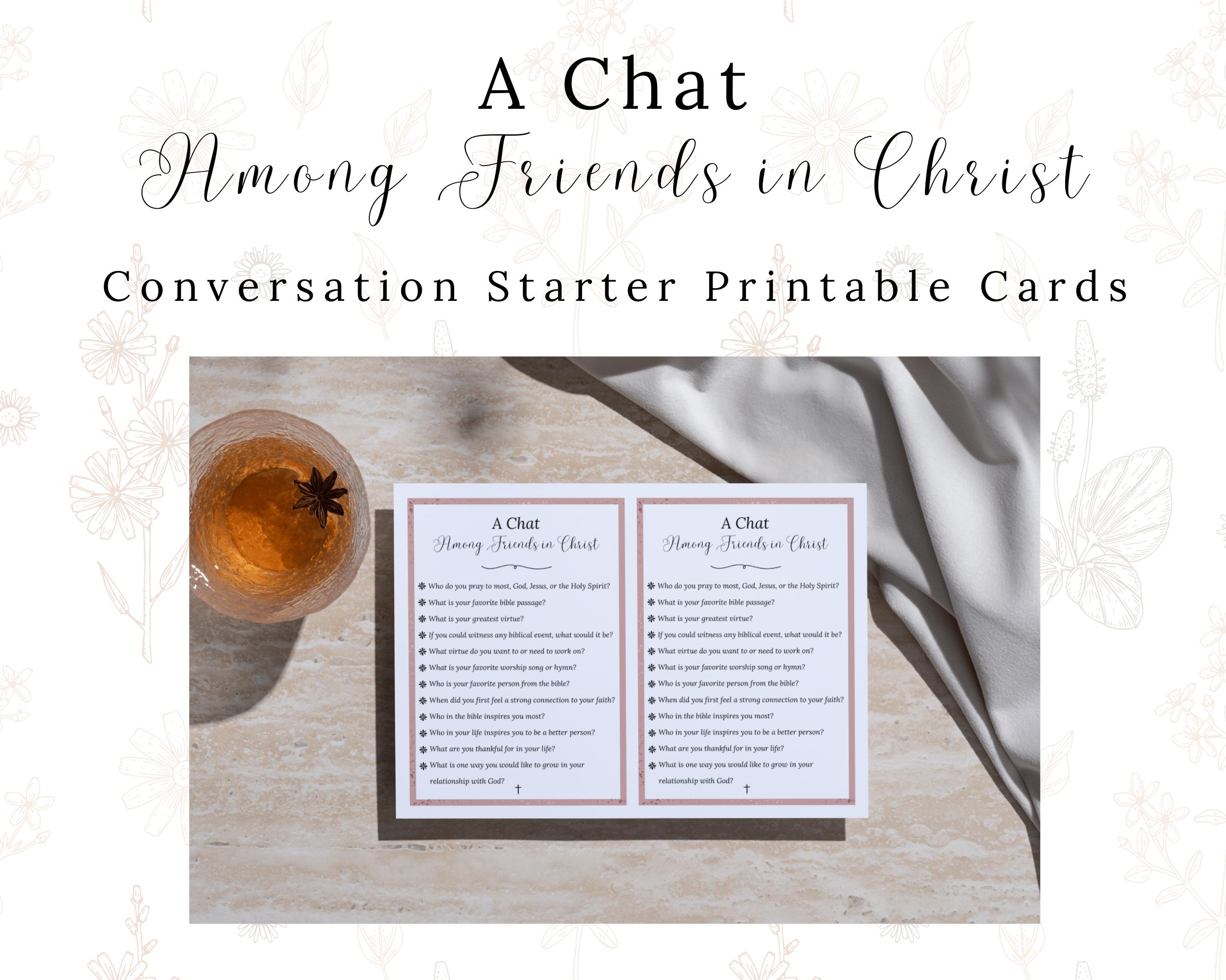 Christian Conversation Card Printable Conversation Starters, Icebreaker ...
